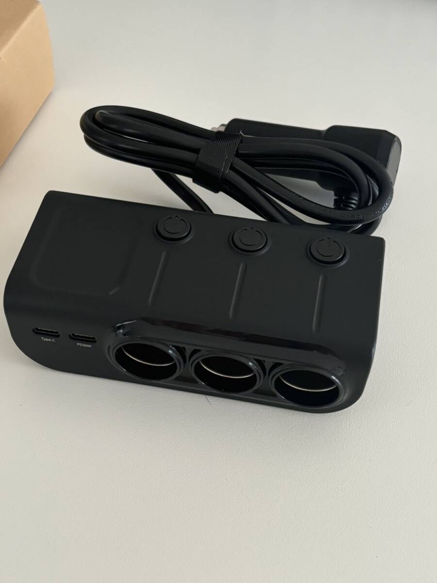 【目立った傷や汚れなし】【一円即決】 120W USB-C車載充電器 6 in 1車用充電アダプター12V/24V Type-CとPD36W ...