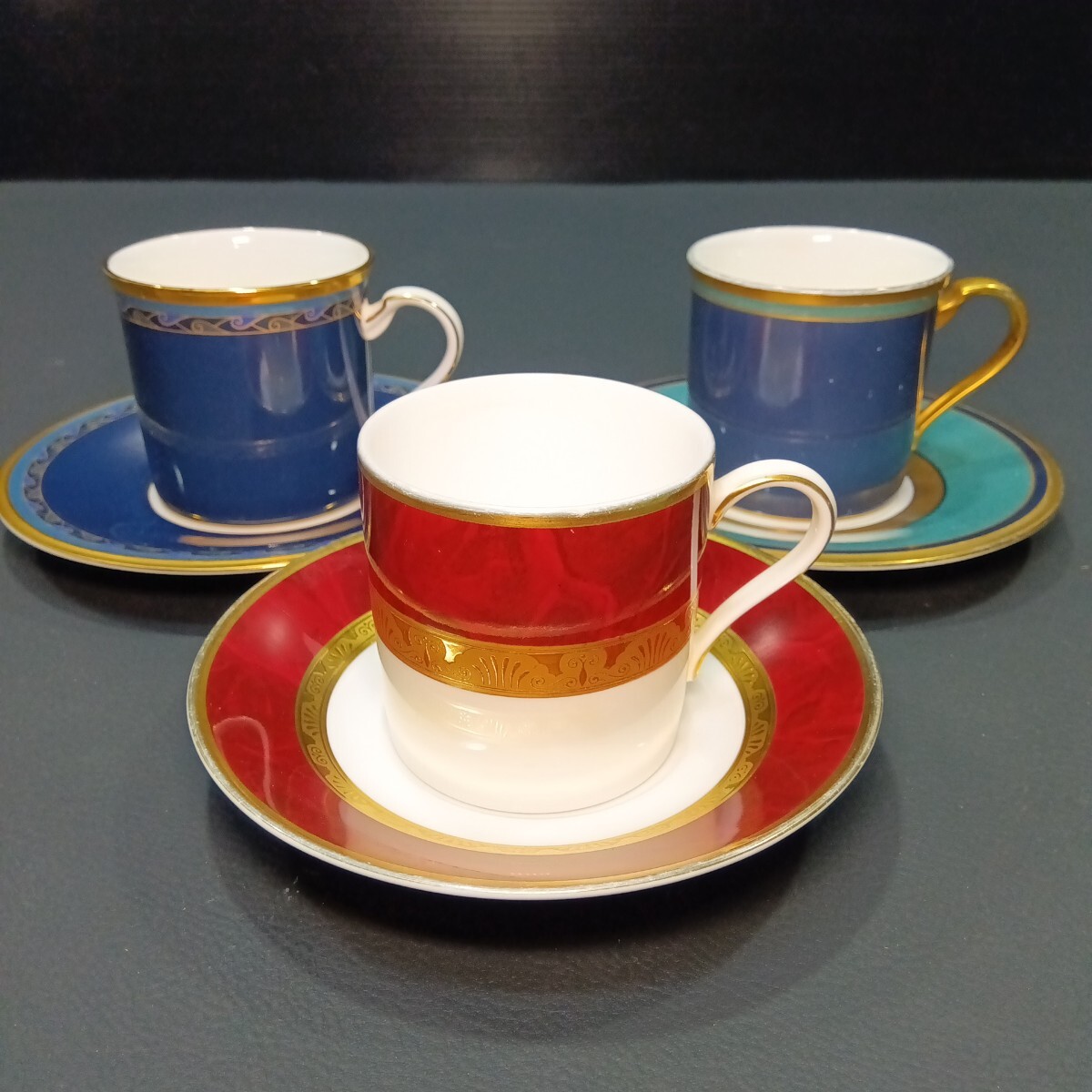 【傷や汚れあり】Noritake ノリタケ カップ&ソーサー 3客まとめて HEMINGWAY Bone China Studio ...