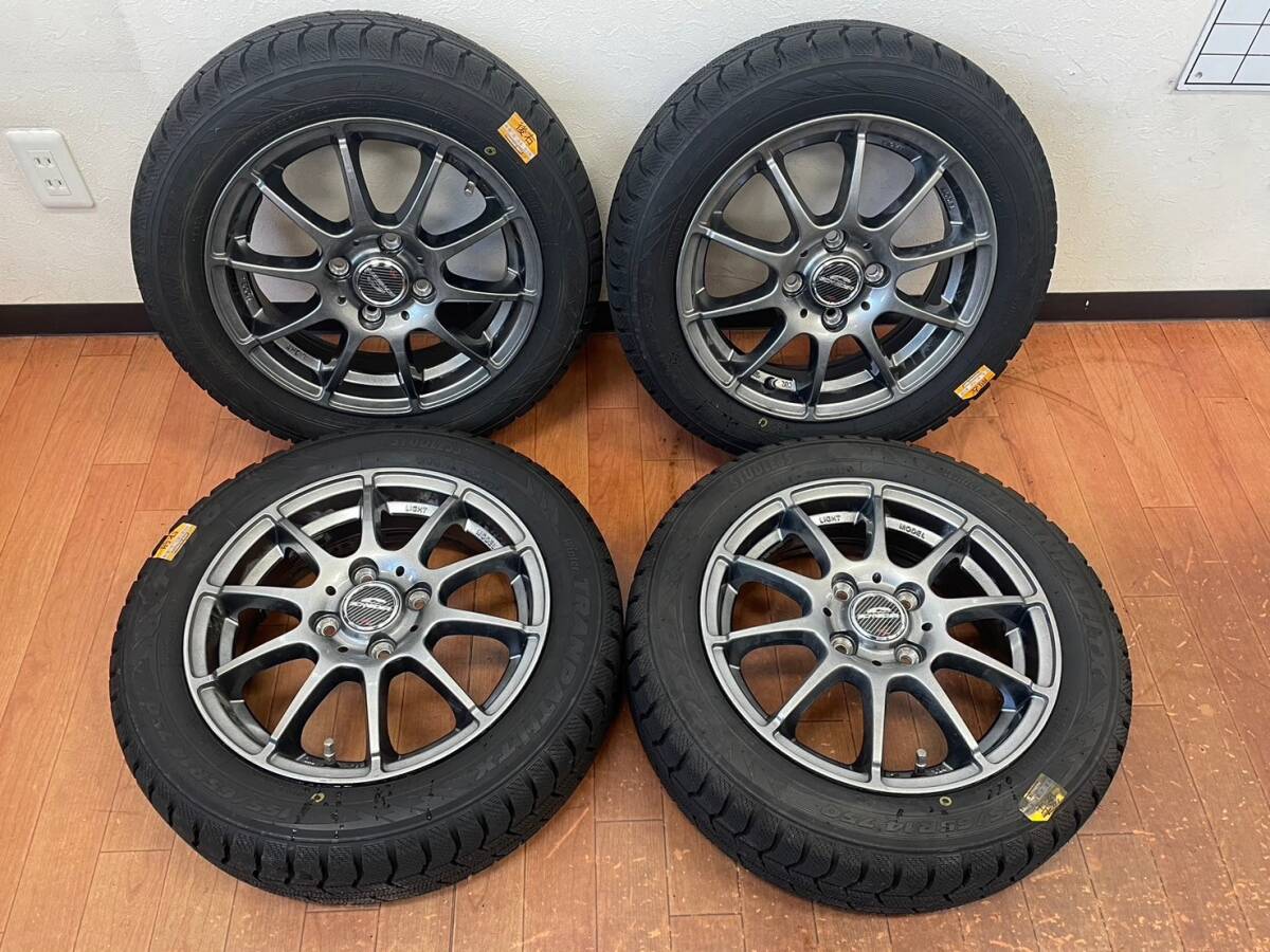 【目立った傷や汚れなし】☆MID シュナイダー STAG 14インチアルミ 14×4.5J+43 PCD100 4H 155/65R14 2022年製 スタッドレス TOYO Winter ...