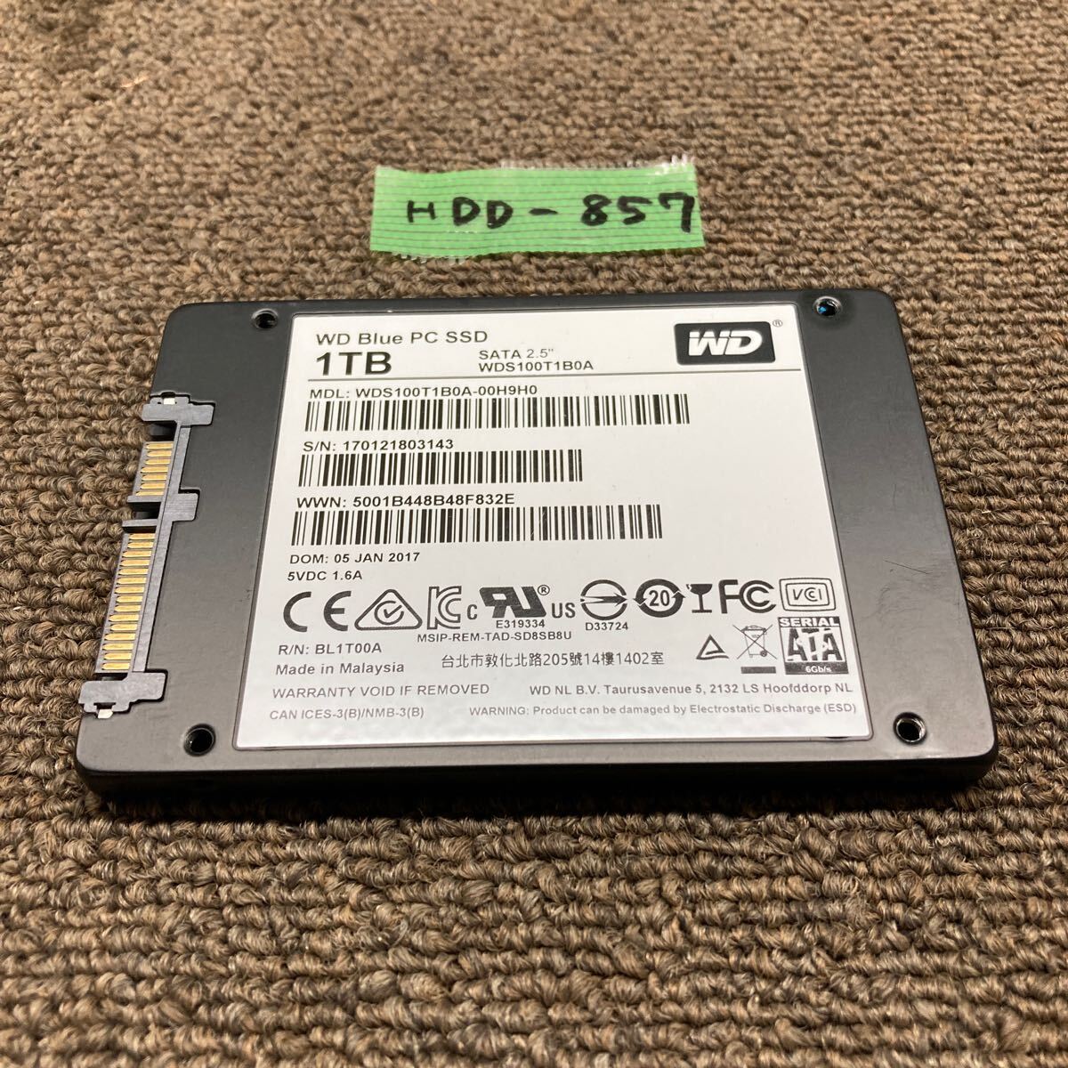【傷や汚れあり】HDD-857 激安 SSD1TB 2.5インチ SATA 5580時間 内蔵SSD WD WDS100T1B0A-00H9H0 Crystaldiskinfoにて正常品 中古 ...