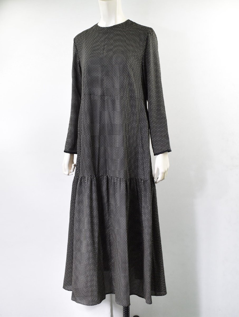 【未使用に近い】2987-24Y0051★ボールジー BALLSEY 美品★スタイル美人♪ 大人可愛いドット柄 ギャザー切替 美シルエットワンピース 36 黒×ベージュ 水玉の落札情報詳細 ...