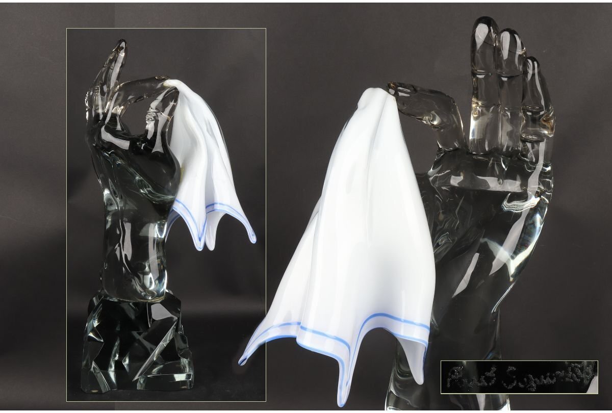 【やや傷や汚れあり】[ギャラ藤]ベニスのマエストロ/ピノ・シ二ョレット(Pino Signoretto)/『ハンカチを持つ手』/G-1688 (検索)骨董/オブジェ/ガラスアート/硝子の落札 ...