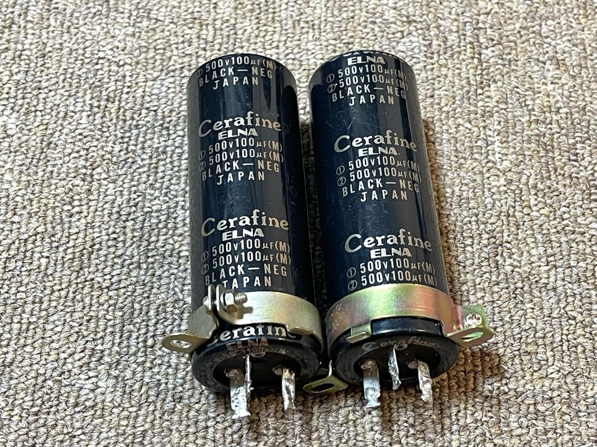 【目立った傷や汚れなし】Cerafine ELNA 500V-100uf-100uf コンデンサー真空管アンプ用 2本の落札情報詳細 ...