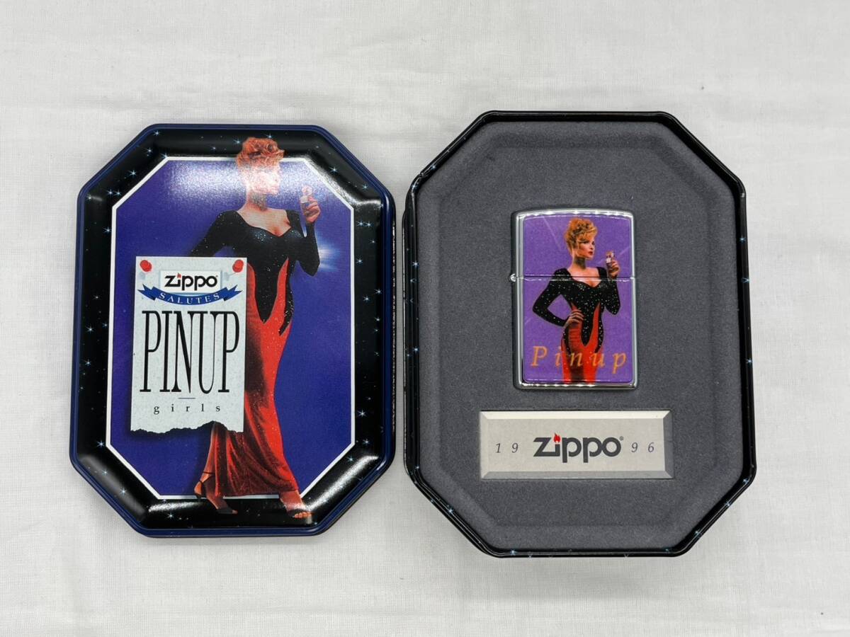 【傷や汚れあり】mz4007360/未使用 Zippo ジッポ― pinup girls ピンナップガールズ 1996 缶ケース付き 喫煙具の ...