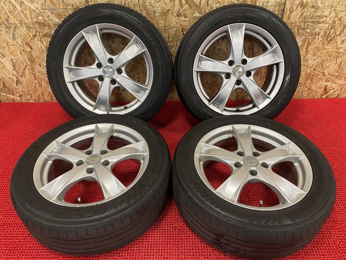 【傷や汚れあり】AIRBERG 17x7J OFF38 PCD114.3 5H KUMHO ECSTA PS71 215/55ZR17 TOYO TRANPATH mpz 225/55R17 ...
