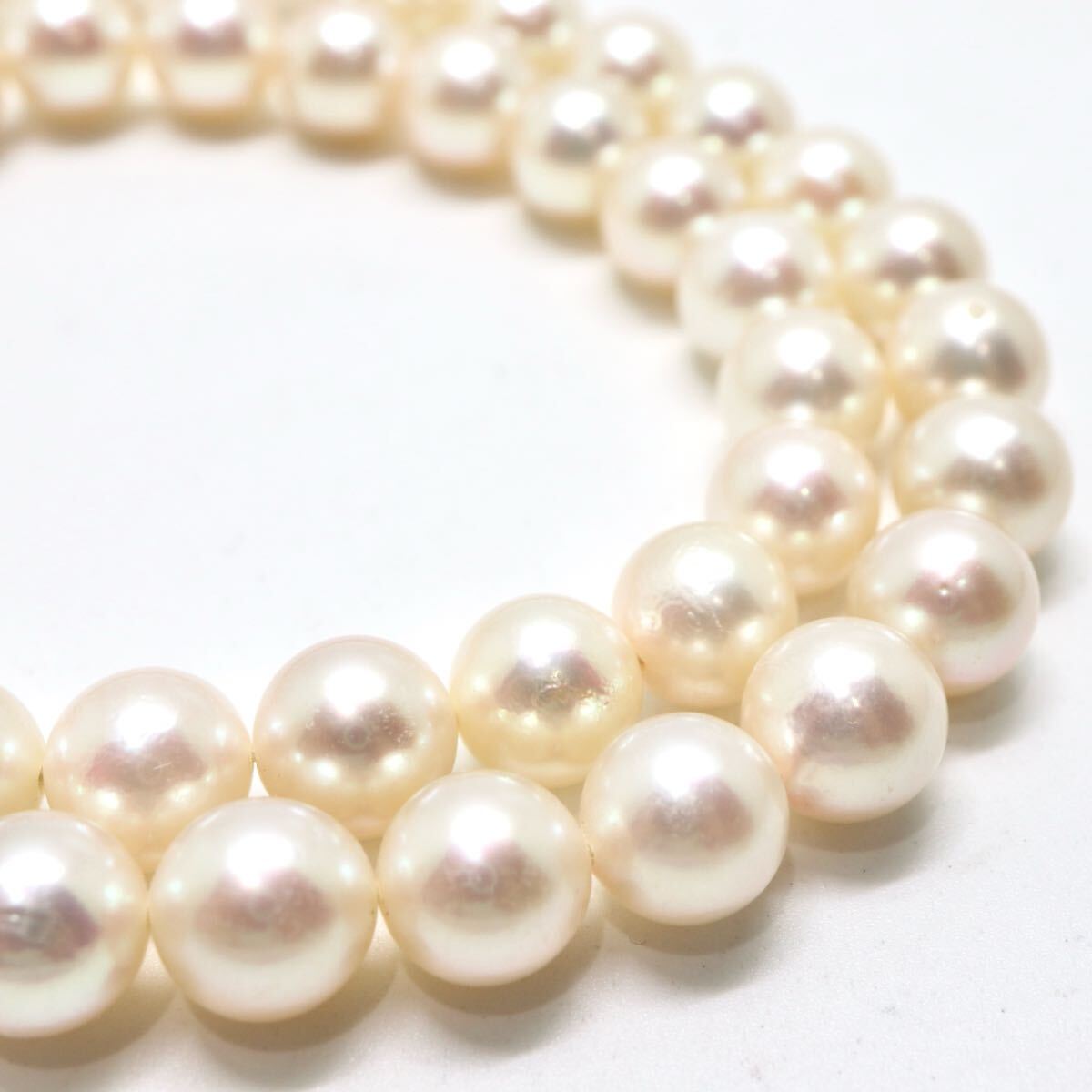 【目立った傷や汚れなし】ホワイト系!!1円〜!!《アコヤ本真珠ネックレス》F 約27.4g 約38cm 約6.9-7.3mm珠 pearl necklace パール jewelry DD0 ...