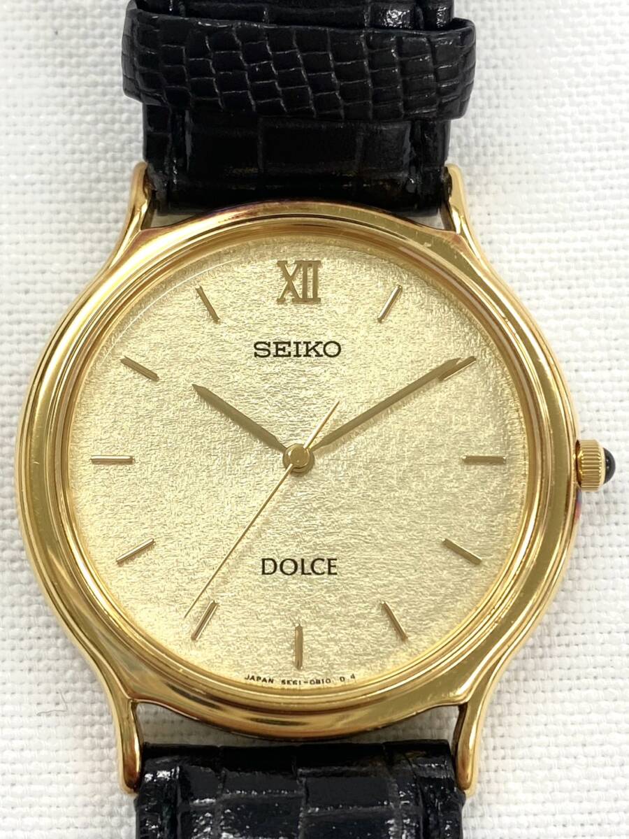 【目立った傷や汚れなし】2367 H0705-1【1円スタート】SEIKO セイコー DOLCE ドルチェ 5E61-0A70 ラウンド ...