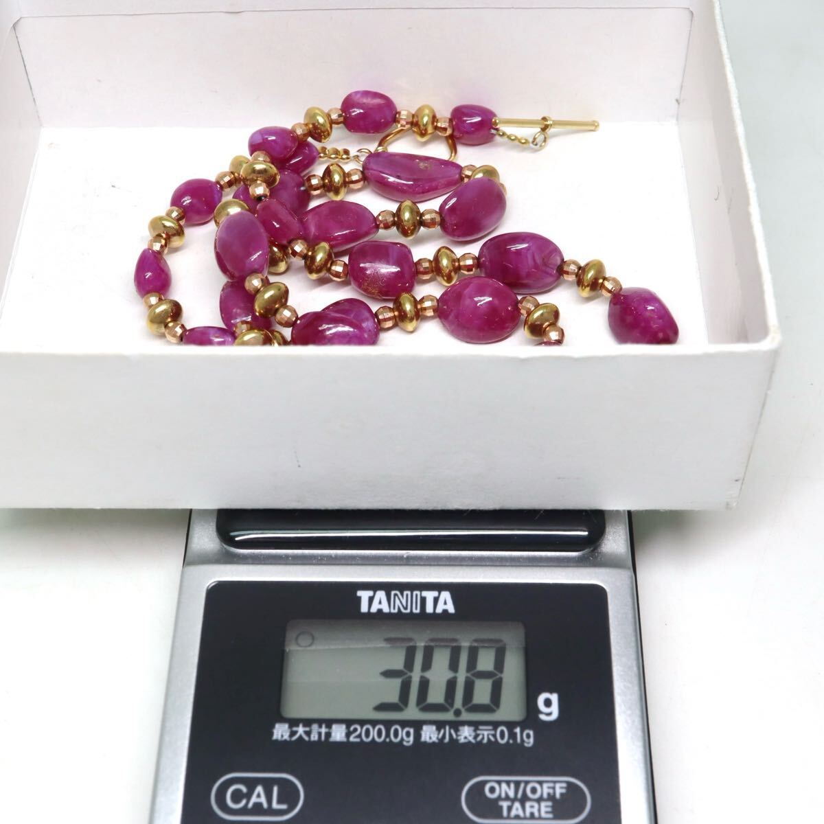 【目立った傷や汚れなし】14K!! 天然ルビーネックレス J 約30.8g 約48.0cm ruby necklace jewelry ピンク ジュエリー レディース DB0/DE0 M661 ...