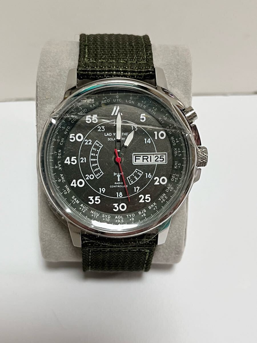 【やや傷や汚れあり】84281 LAD WEATHER RADIO CONTROLLED SOLAR DRIVE ラドウェザー 腕時計 稼働 ...