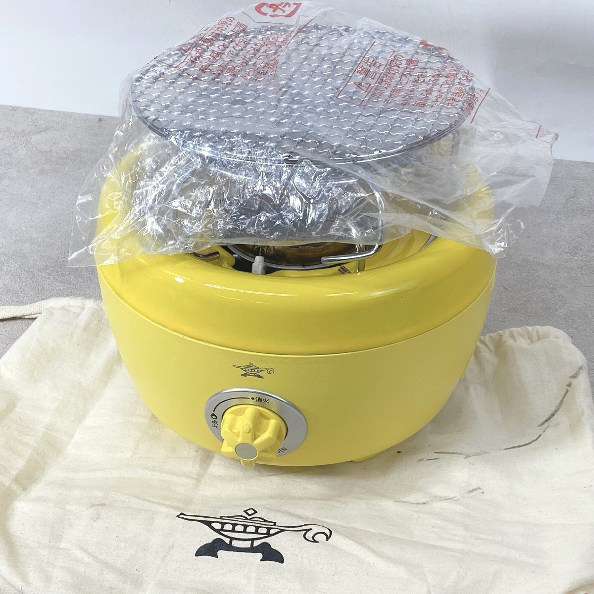 【目立った傷や汚れなし】状態良好 Aladdin/アラジン ポータブルガスカセットコンロ ヒバリン SAG-HB01 イエロー 収納袋付 ...