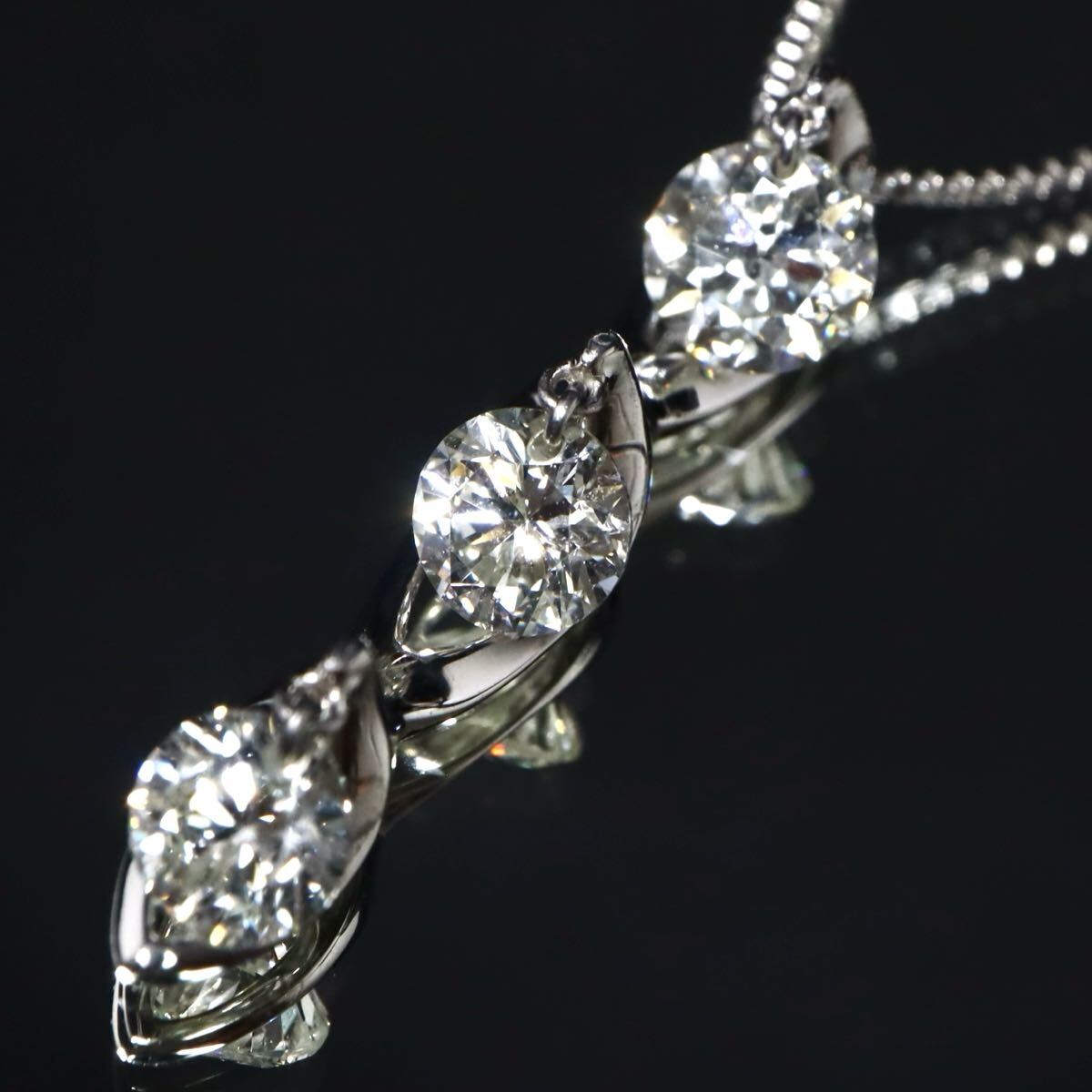 【目立った傷や汚れなし】Pt900/Pt850!!1.00ct!! 天然ダイヤモンドネックレス A 約4.0g 約44cm diamond necklace jewelry ジュエリー ...