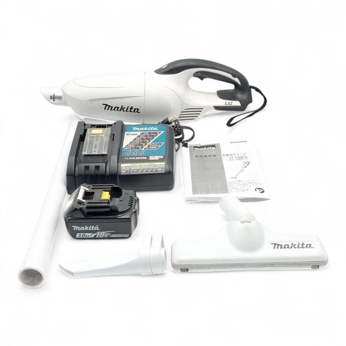 【やや傷や汚れあり】[250931] 動作確認済み マキタ CL180FDRFW コードレス掃除機CL180 カプセル式 18V バッテリ充電 ...