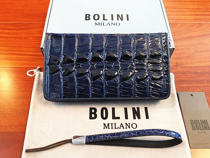 【未使用】最高峰逸品*イタリア製※定価18万 イタリア・ミラノ発*BOLINI/ボリニ・最上級牛革・クロコダイル*ラウンドファスナー 長財布 ...