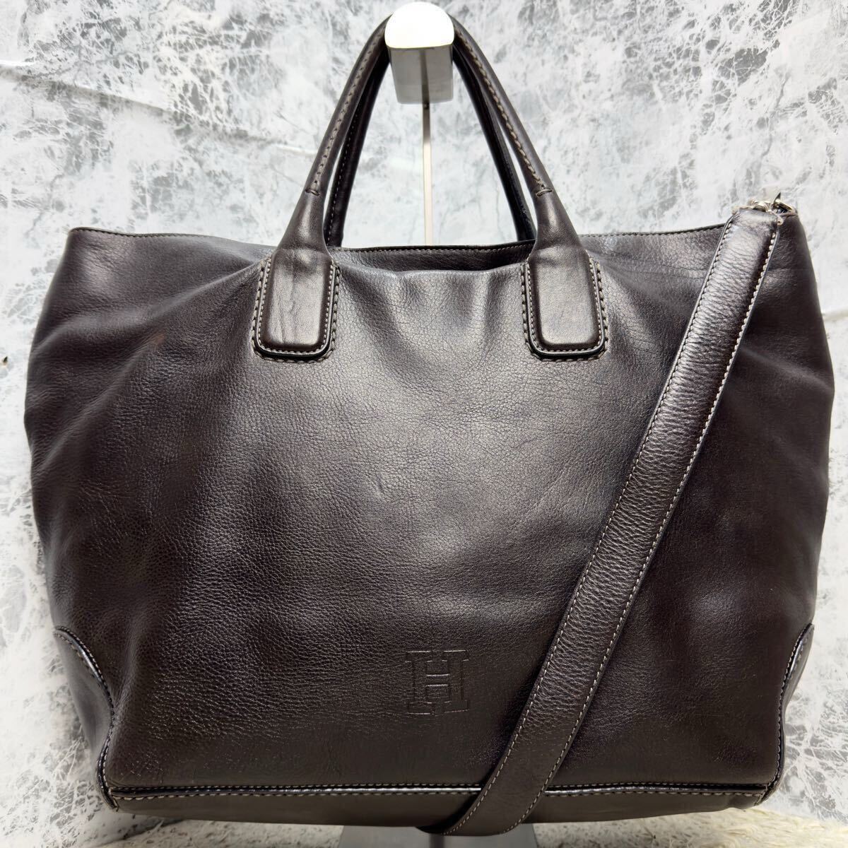 【目立った傷や汚れなし】【完売品】 HIROFU ヒロフ デュオ 2way Hロゴ型押し トート ショルダー バッグ オールレザー シボ革 大容量 A4サイズ収納可 ビジネス 濃茶の落札情報 ...