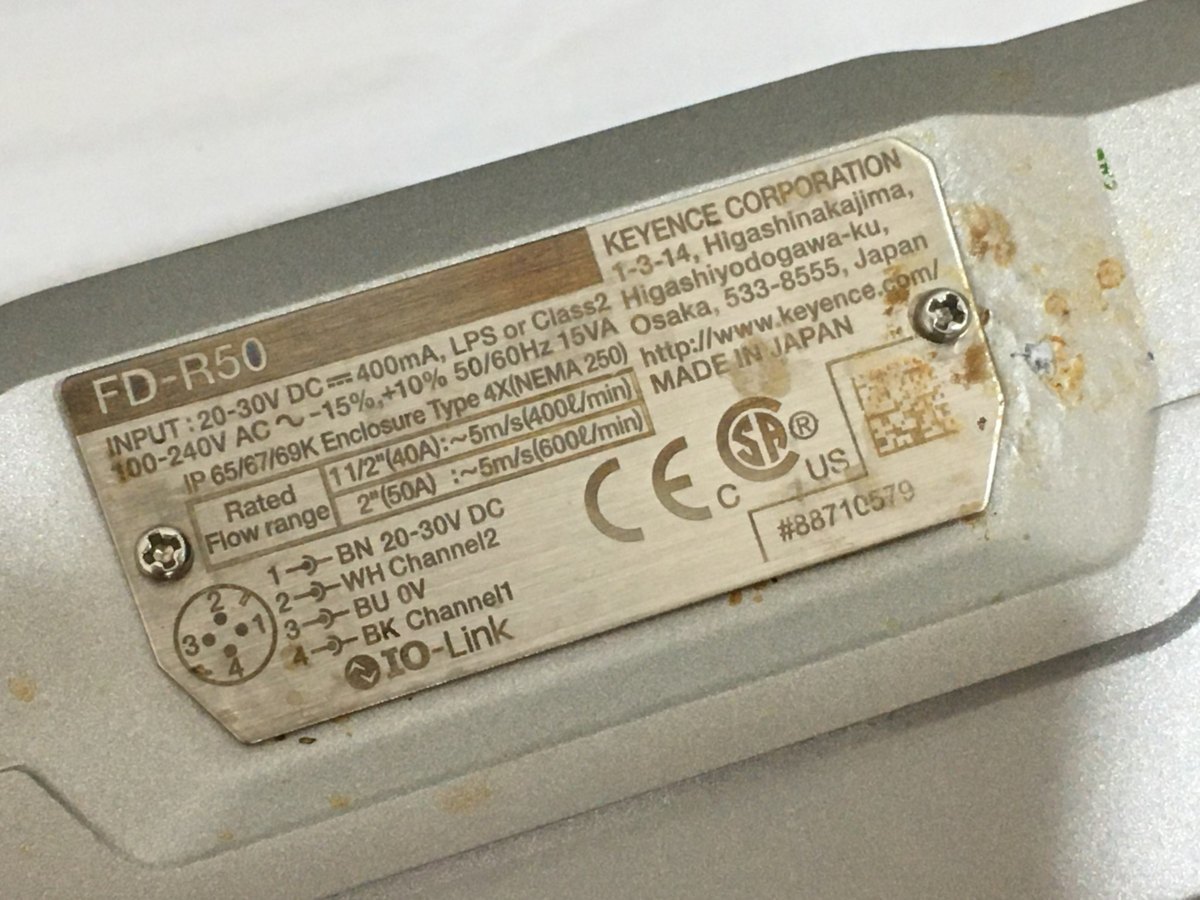 KEYENCE クランプオン式 流量計 FD-R50 /キーエンス/液体全般/愛知発/4-172の落札情報詳細 - Yahoo!オークション落札価格検索 オークフリー