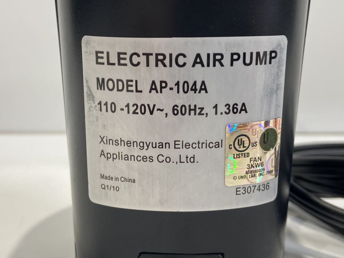 【傷や汚れあり】20704A☆ メーカー不明 ELECTRIC AIR PUMP AP-104A 電動エアーポンプ ♪配送方法＝ヤフネコ宅急便 ...