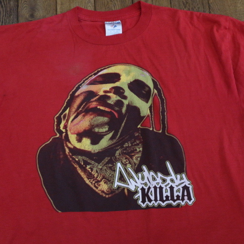 【やや傷や汚れあり】Anybody Killa Tシャツ XL レッド エニバディーキラー 両面プリント hiphop raptee wu ...