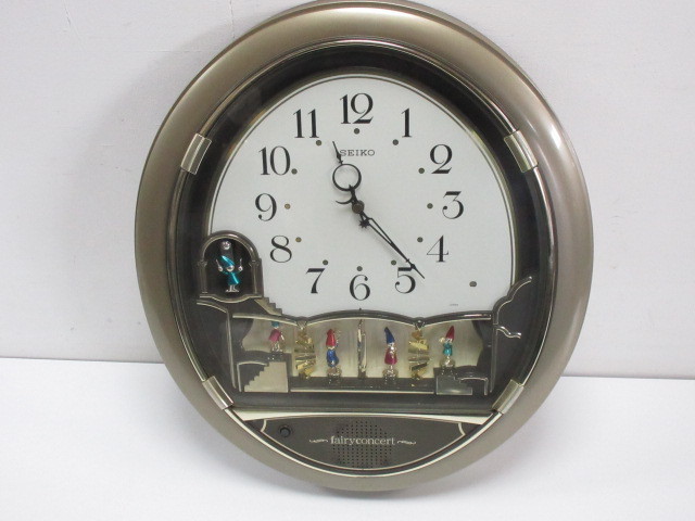 ＠セイコー SEIKO RE564B 掛け時計 壁掛け時計 仕掛け時計 電波時計 本格からくり時計 大きめサイズ 文字盤開き華やかコンサート ...