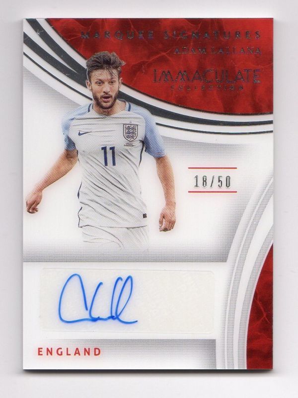 【目立った傷や汚れなし】18/50【ADAM LALLANA/LIVERPOOL FC ENGLAND】PANINI IMMACULATE COLLECTION MARQUEE ...