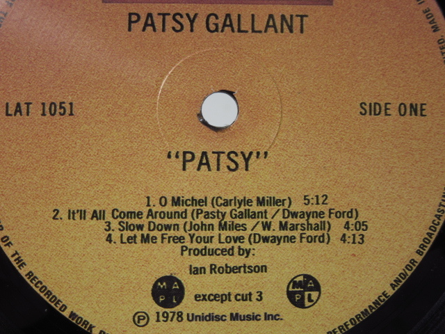 【カナダ盤】Patsy Gallant(パッシー・ギャラント)「Patsy!」LP（12インチ）/Attic(LAT 1051)/R＆B・ソウル の落札情報詳細 - ヤフオク落札価格検索 オークフリー