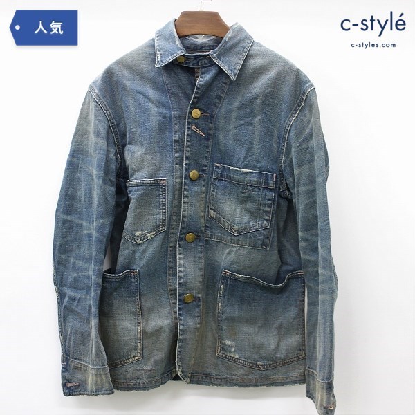 T163a [人気] RRL ダブルアールエル カバーオール デニム R51-RE ヴィンテージ加工 S ラルフローレン | アウター G の ...