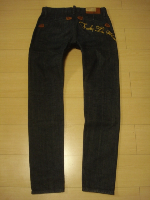 【やや傷や汚れあり】格安レアかっこいい・JINHO JEANS(NORIO SATO)・濃色デニム地・皮革コインポケット付き高級テーパード系 ...