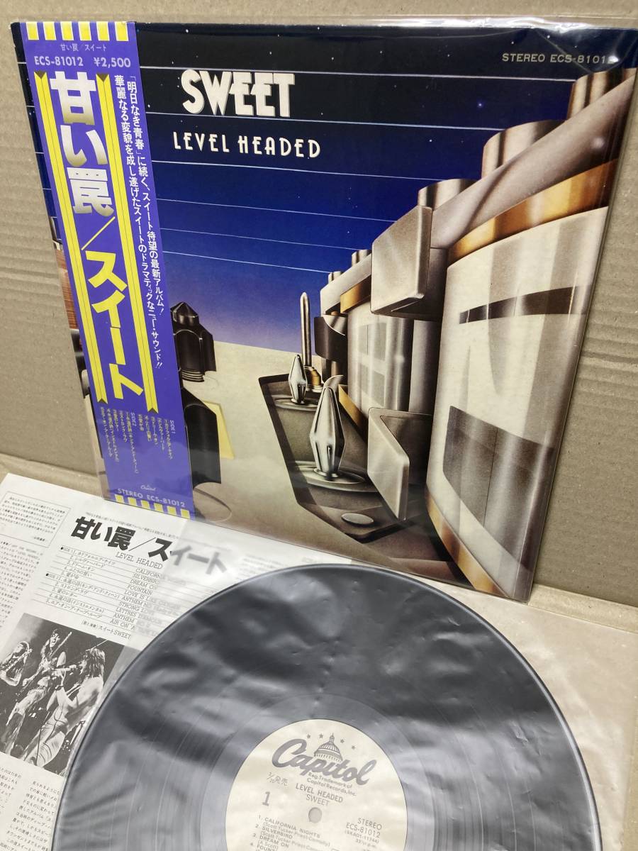 【目立った傷や汚れなし】PROMO！美盤LP帯付！スイート Sweet / Level Headed 甘い罠 Toshiba ECS-81012 見本盤 グラム GLAM HARD ROCK ...