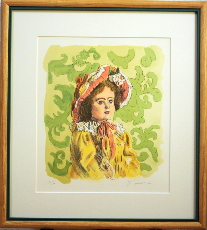 【未使用に近い】★最終値下げ 美品 田村孝之介 「人形(緑の背景)」 芸術院会員 二紀会創立 リトグラフ Konosuke Tamura★の ...