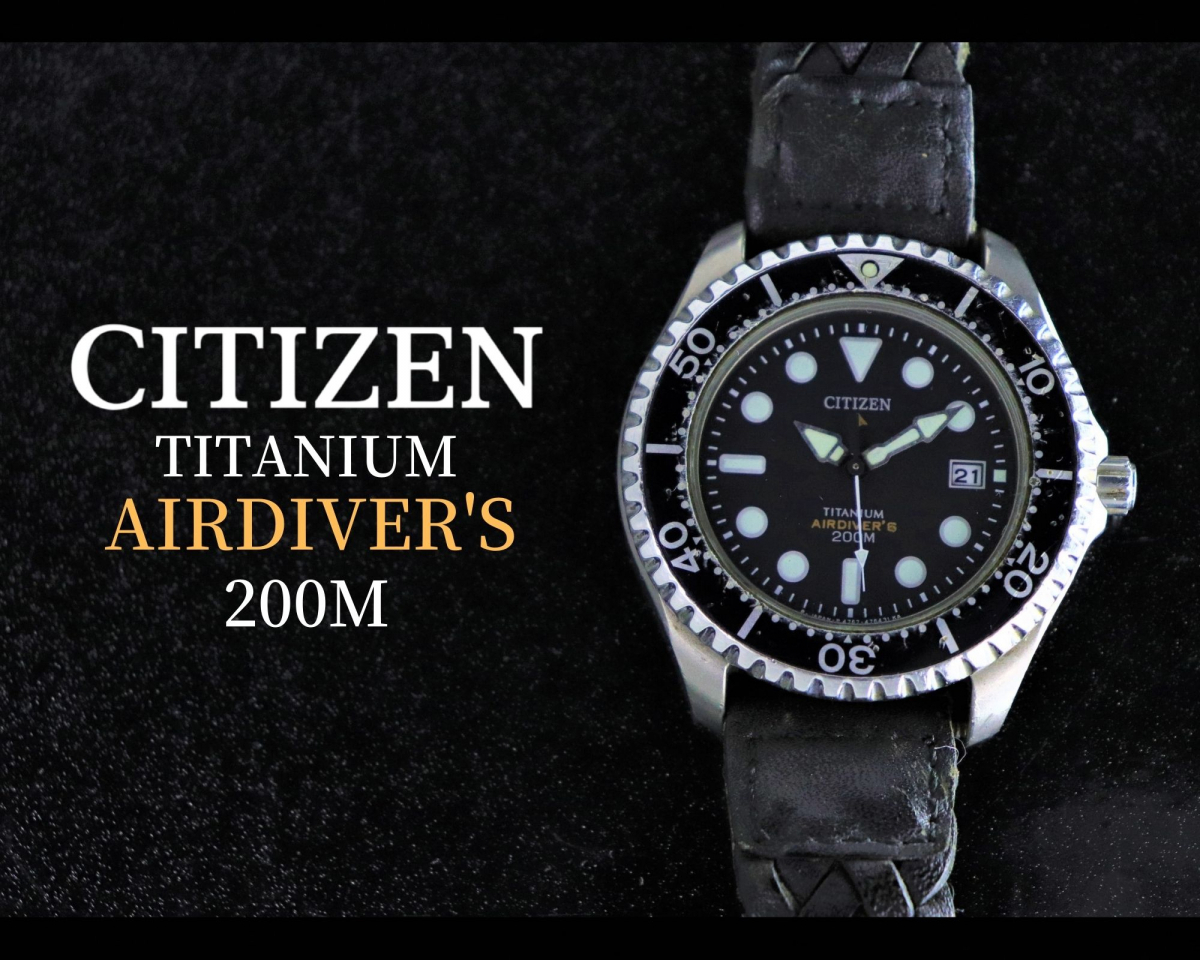 【目立った傷や汚れなし】CITIZEN 4767-472128 AIRDIVER'S 200M シチズン エアーダイバーズ メンズ腕時計 ダイバーズウォッチ 文字盤黒 3針 デイト ...