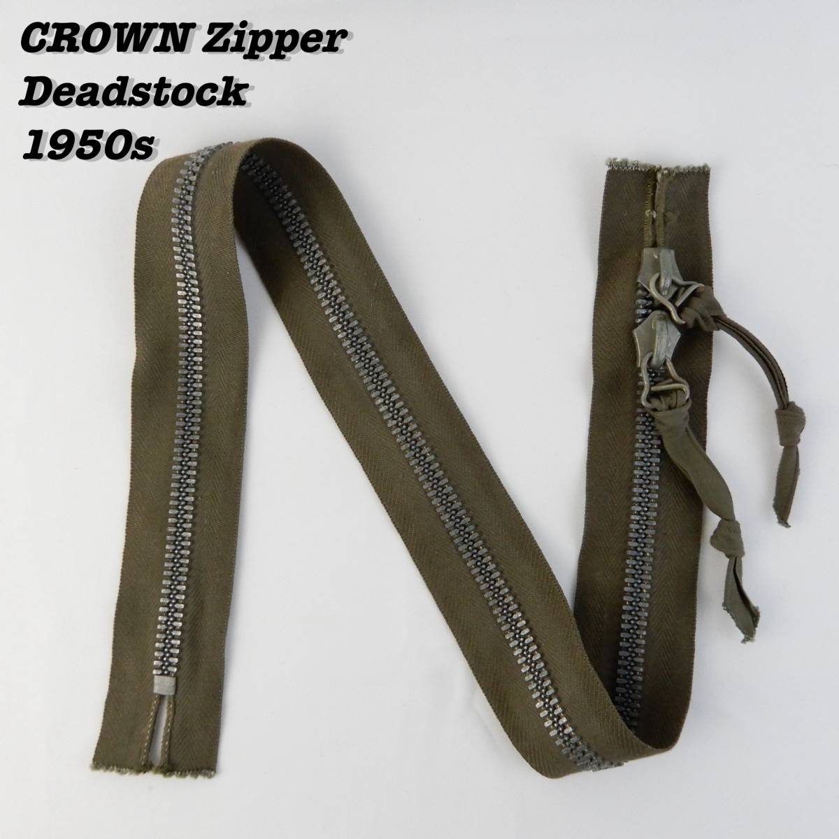 【未使用】CROWN Zipper Double Tab 1950s OLIVE Deadstock Made in USA ② ...