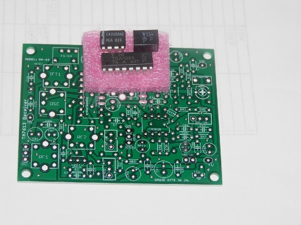 【未使用】高周波増幅付 短波ラジオ基板 (AMとSSB の 2モード) ： 「基板+W55H+CA3028+TDA1083」のセット。RK ...