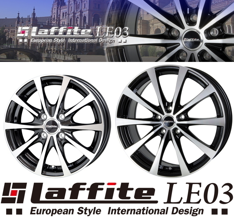 【未使用】[業販限定販売]*[新品]*[15インチ]*[Laffite LE-03]*[5.5J+43 4-100]*[BK/P]*[ラフィット]*[ホイール4本]*[ホットスタッフ製] の ...