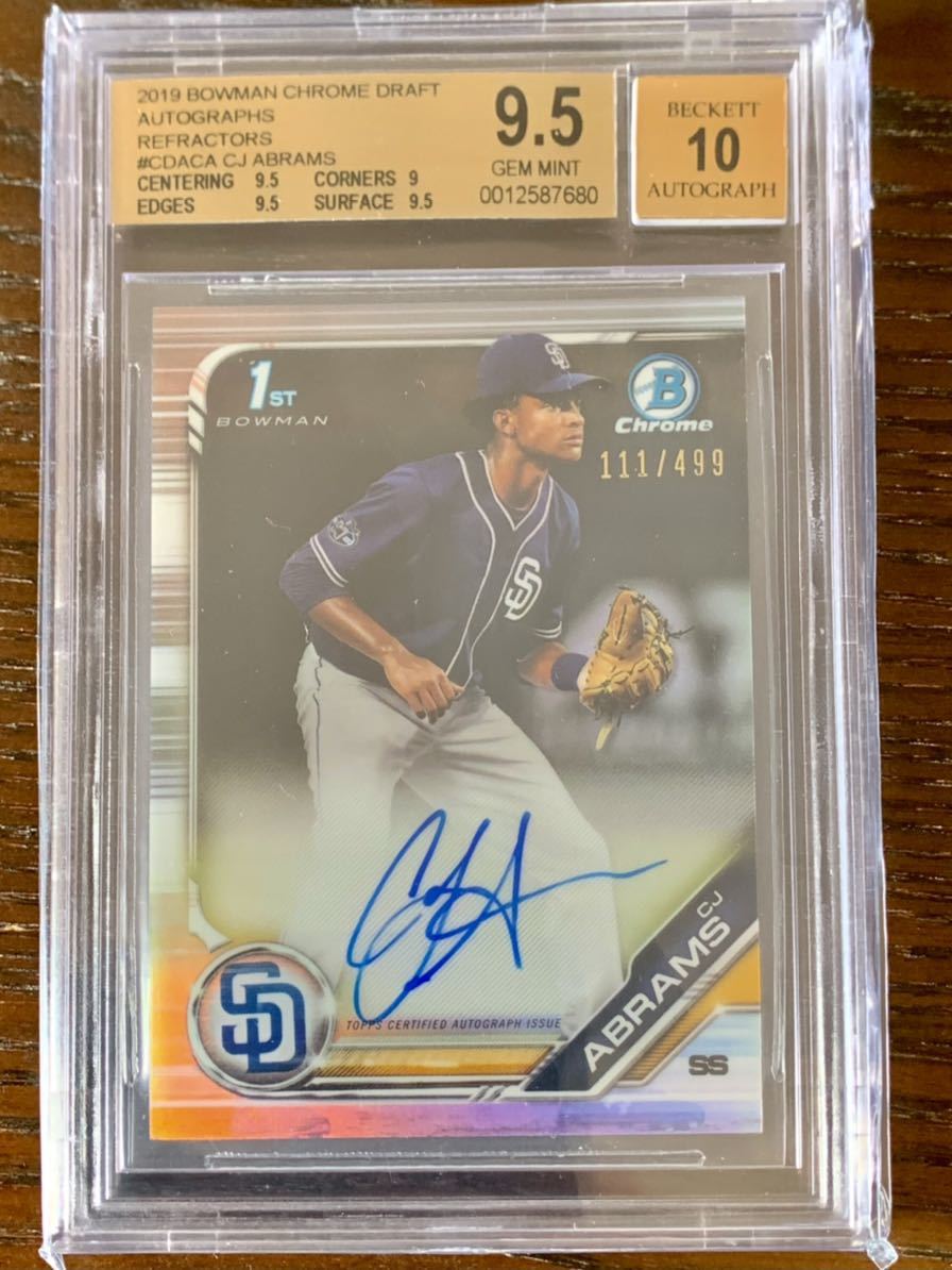 【未使用に近い】レア BGS9.5/10 2019 Topps Bowman Chrome Draft CJ Abrams Refractor Auto 499枚限定 Padresの落札情報 ...