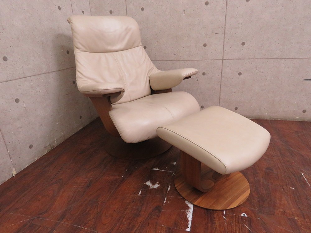 【やや傷や汚れあり】美品/karimoku/カリモク/最高級/THE FIRST/ザ・ファースト/RU74モデル/本革張り/ウォールナット/リクライニングチェアセット/33万/smm3389t ...