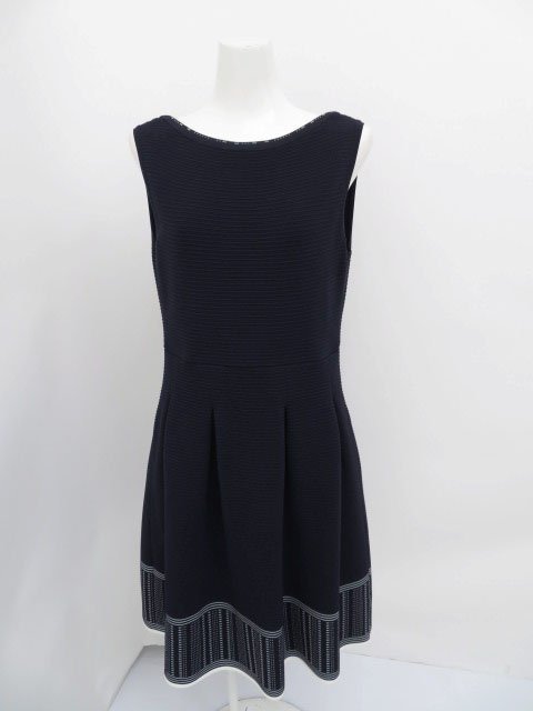 【目立った傷や汚れなし】FOXEY BOUTIQUE ドレス（コンチェルト）37417 ミッドナイト 17年 5月DM掲載 42 ニットワンピース アセテートBLEND中古A1 AP ...