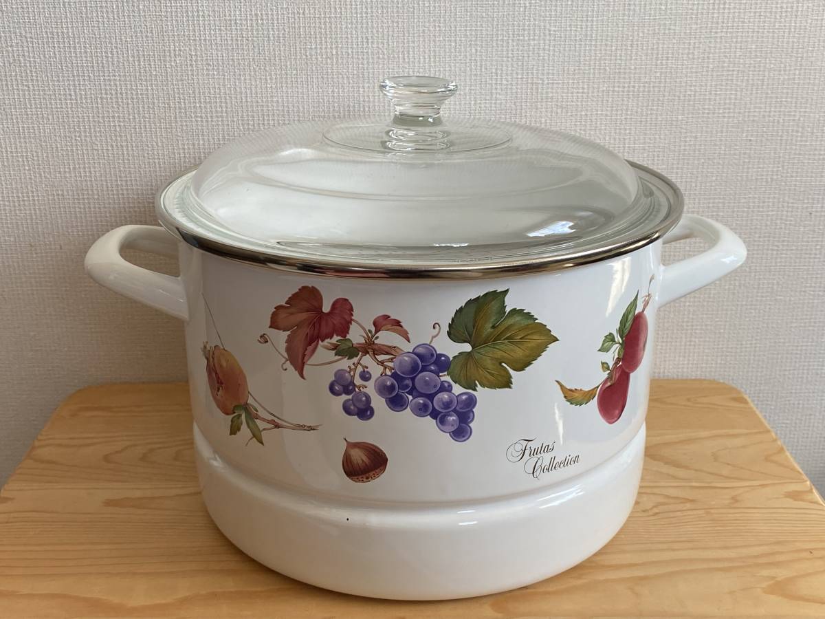 【未使用】I対応！★新品【EJIRY/エジリー】ホーロー製 深型両手鍋（蒸し器付き）★の落札情報詳細 - ヤフオク落札価格検索 オークフリー