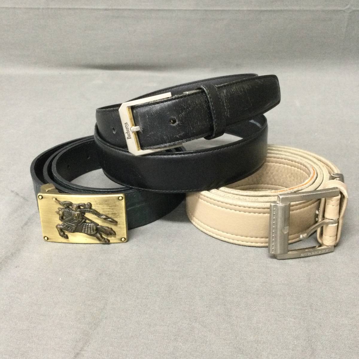 【傷や汚れあり】041124 221626 BURBERRY Burberrys バーバリー ベルト クロコ型押し ブラック ベージュ 3本まとめ の落札情報詳細| ヤフオク落札価格情報 オークフリー