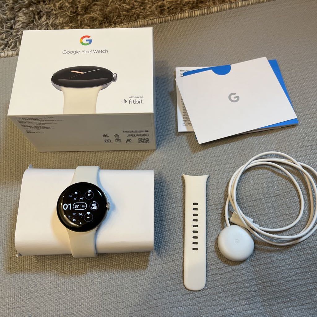 【目立った傷や汚れなし】【美品】Google Pixel Watch Polished Shilver ステンレスケース/ Chalk ...