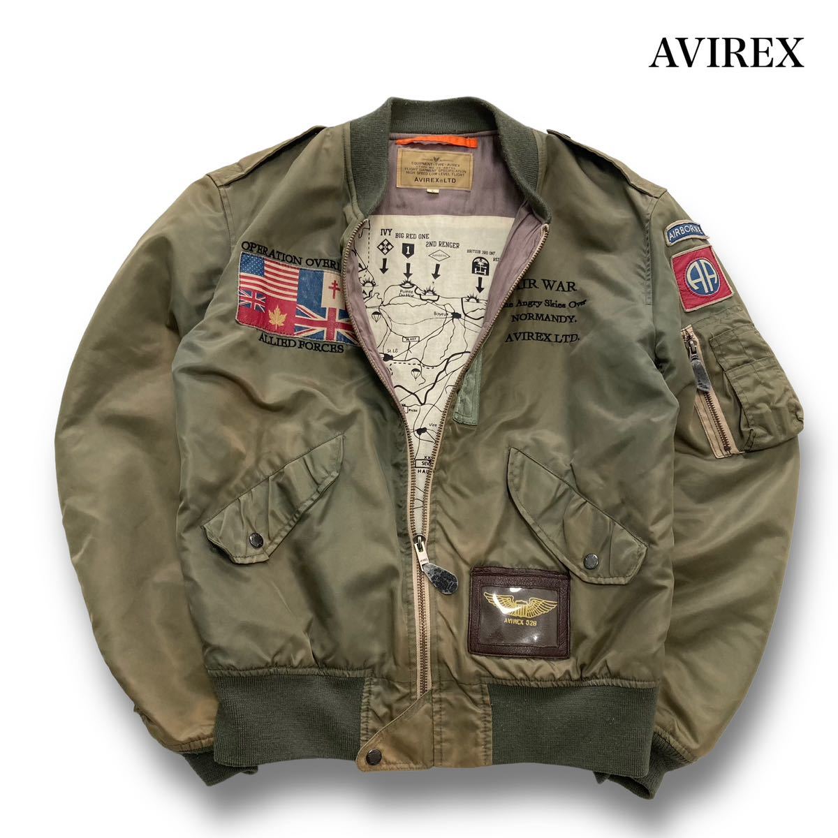 【やや傷や汚れあり】【AVIREX】アヴィレックス L-2B フライトジャケット ma-1 古着 総柄 古着 ミリタリージャケット バックプリント レザー ライセンスホルダーの落札情報詳細 ...
