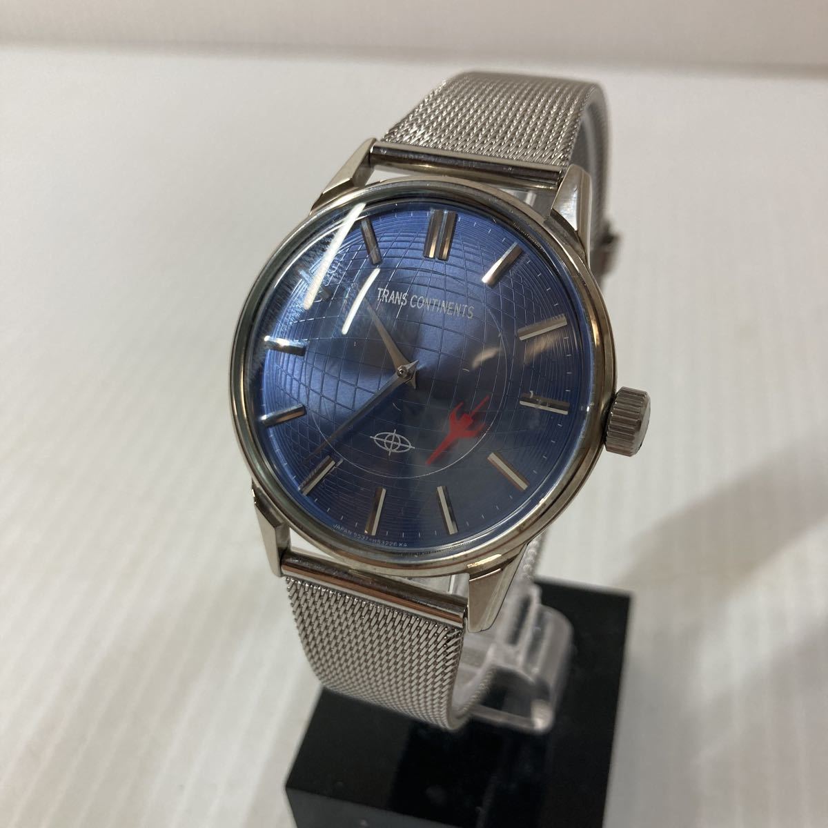 【やや傷や汚れあり】TRANS CONTINENTS トランスコンチネンツ クオーツ 5537-L15219 メンズ 腕時計 文字盤 ブルー系 ...