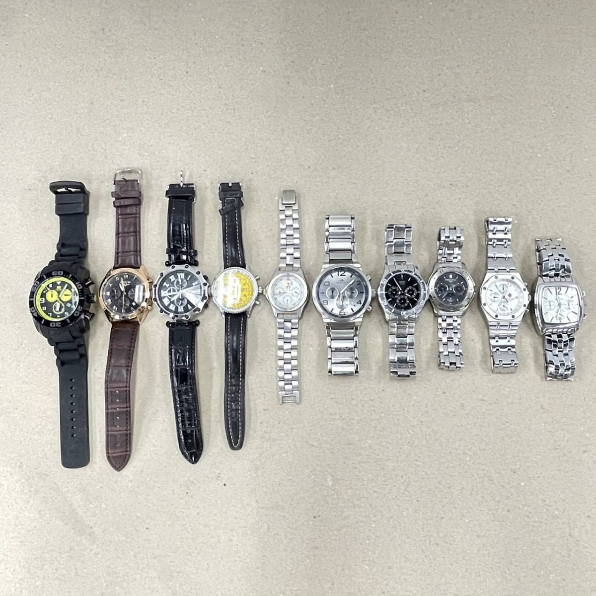 【全体的に状態が悪い】A041-241 メンズ腕時計 10点まとめ LIGE AGENDA GUESS 状態様々 部品取り 約1060gの落札 ...