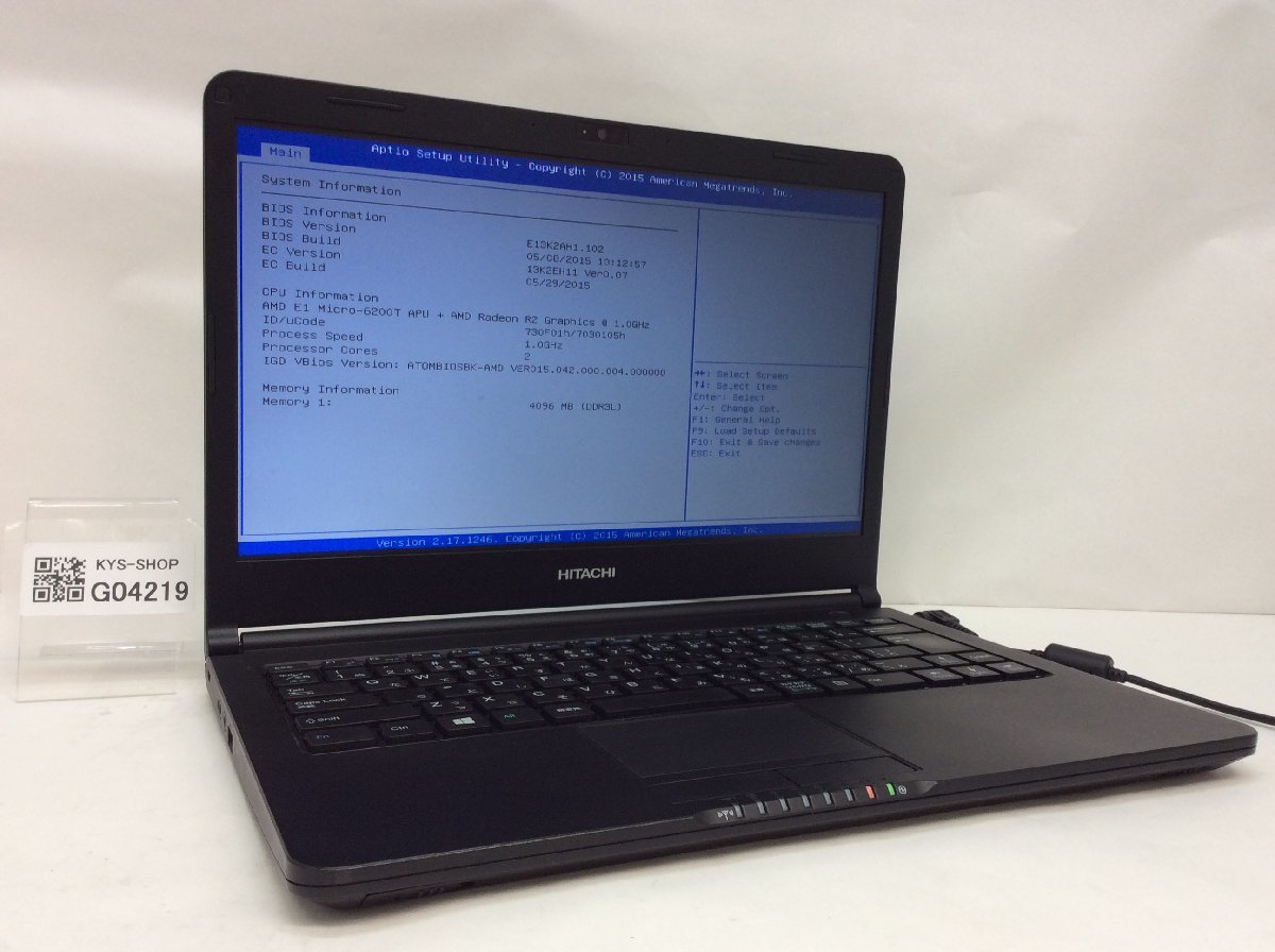 【傷や汚れあり】ジャンク/ HITACHI FLORA Se210 RK5 E13K2AH1.102 AMD E1 Micro-6200T メモリ4.1GB SSD16.01GB ...