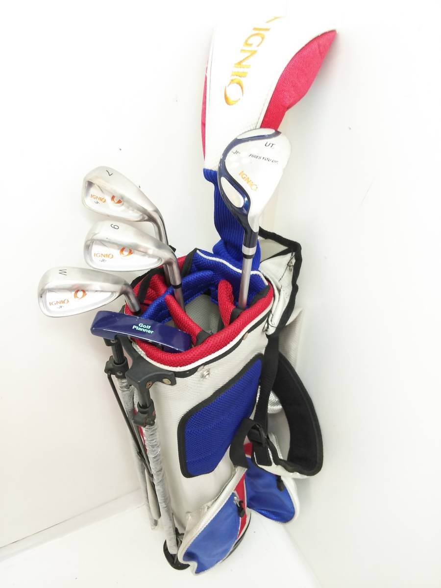 【やや傷や汚れあり】子供/ジュニア用 9-12歳推奨 IGNIO Jr. ゴルフクラブセット 6本 キャディバッグ付き B0410M9 ...