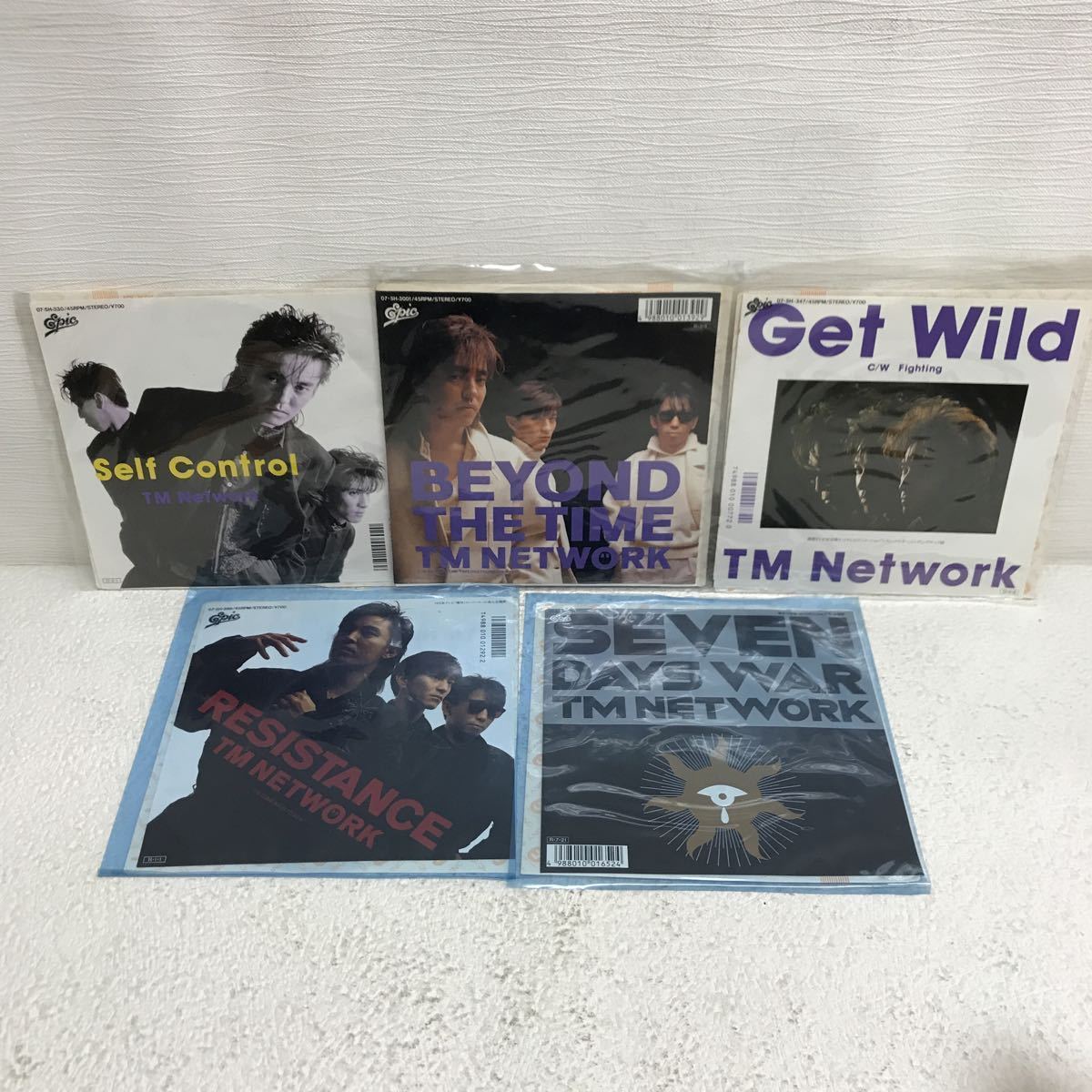 【やや傷や汚れあり】Y0519A5 TM NETWORK EP レコード 5巻セット Self Control BEYOND THE TIME Get Wild RESISTANCE ...