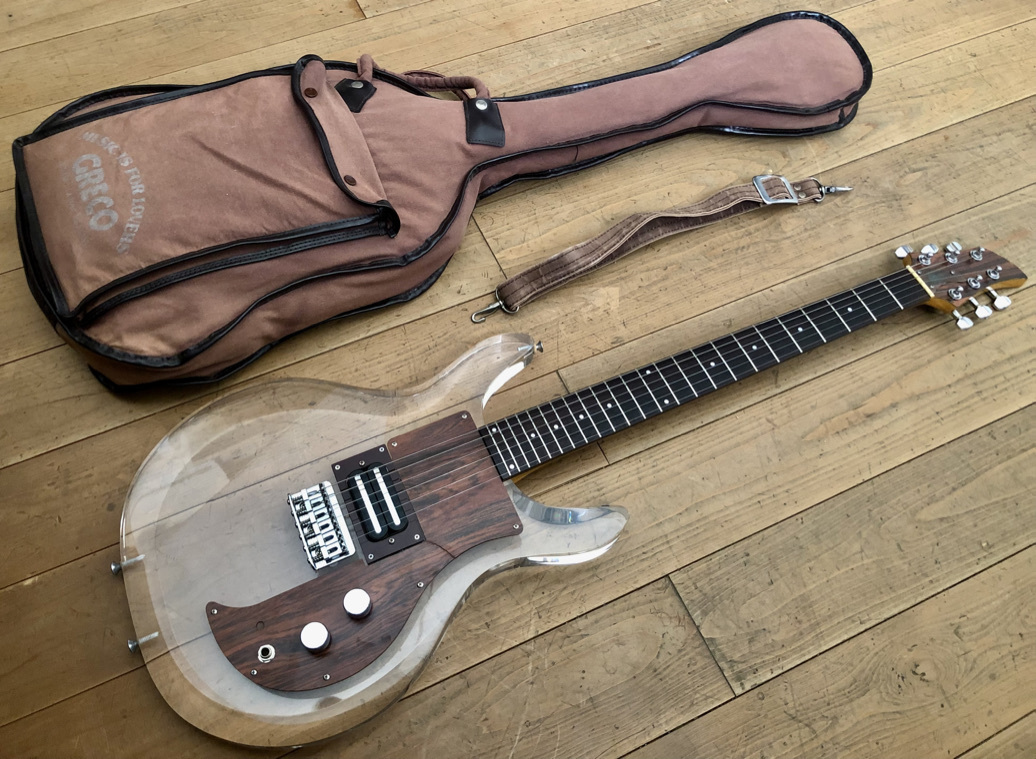 【やや傷や汚れあり】希少 Greco AP-1000 AMPEG DAN ARMSTRONG Lucite Guitar Copy Model 日本製 ロゴ入りギグケース付(検 Rolling ...