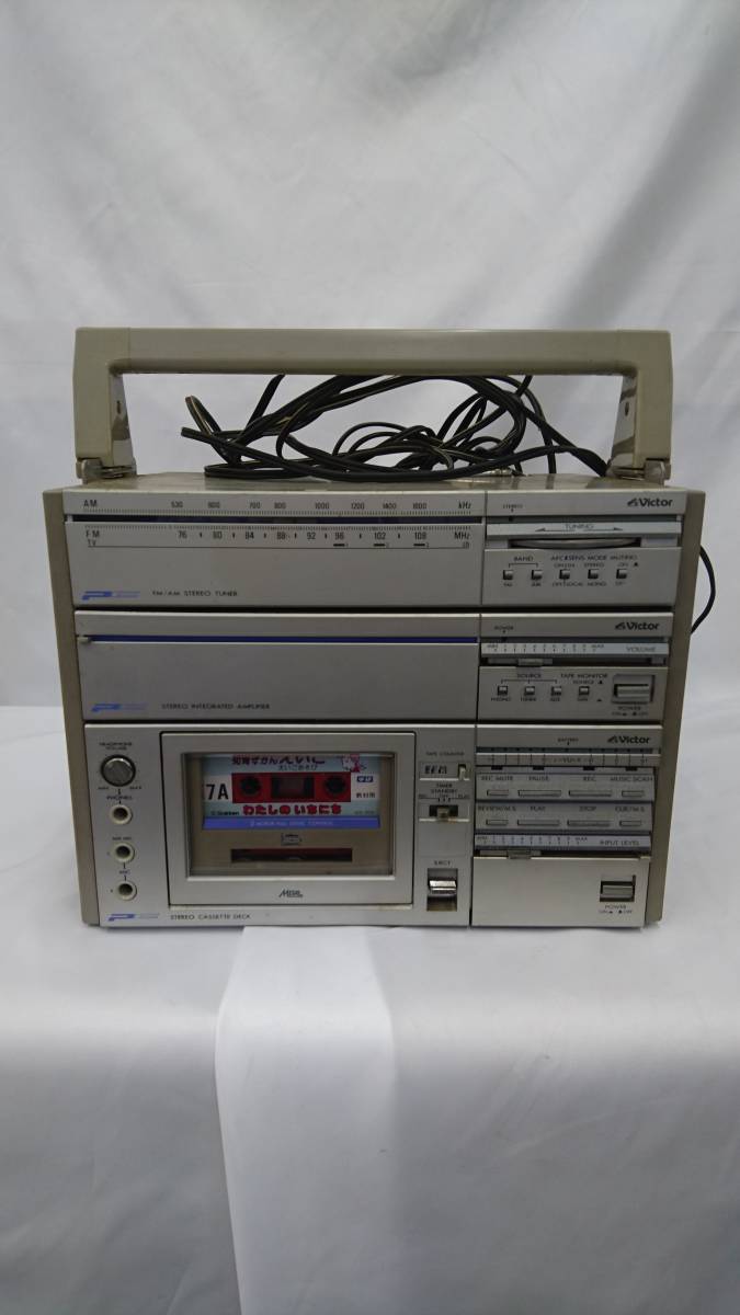 【全体的に状態が悪い】システムコンポ Victor ビクター PC-T5 PC-A5 PC-D5 ポータブルコンポーネント オーディオ 音響 ...