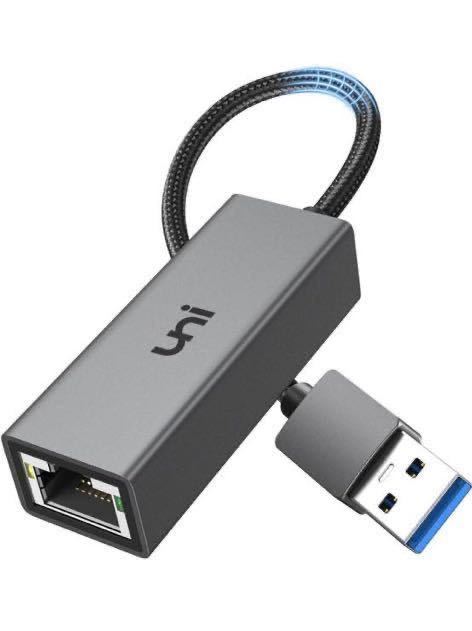 【未使用に近い】830(USB LAN 変換アダプター USB3.0 [1000Mbps高速通信] Switch対応 uniAccessories 有線LANアダプター アルミ製 ギガビット ...