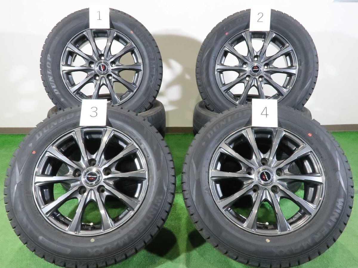 【傷や汚れあり】4本 AIRNOVA 15インチ 6J +43 114.3 スタッドレス ダンロップ ウィンターマックス WM02 2022年 195/65R15 ノア ヴォクシー 80 ...