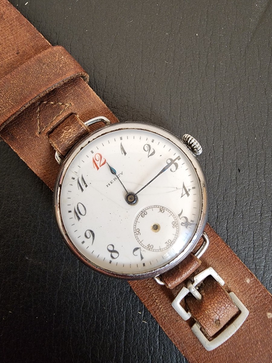 【傷や汚れあり】 時計 希少 大正マーシー SEIKOSHA MERCY 12時赤文字 クロノグラフ 当時物皮ベルト アンティーク 手巻き セイコー 精工舎の落札情報詳細 - ヤフオク落札価格 ...