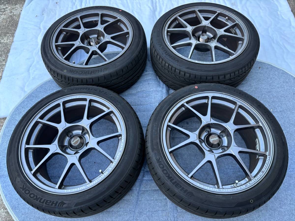 【目立った傷や汚れなし】【タイヤほぼ新品】絶版希少 超軽量 ウェッズ TC005 17インチ 8J オフセット+32 PCD114.3 5穴 ...